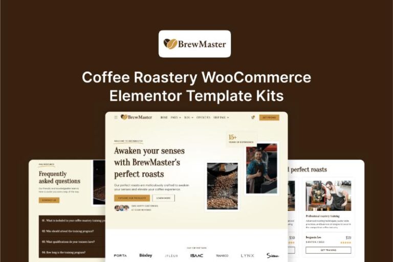 BrewMaster – Coffee Roastery WooCommerce Elementor Template Kit